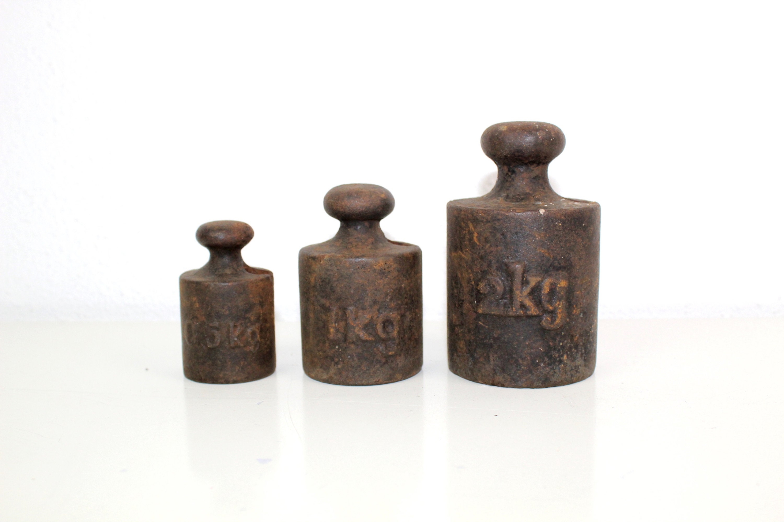 3 Gewichte Rost 0 5 Kg 1 Kilo 2 Kilo Sehr Sch ne Patina Mon